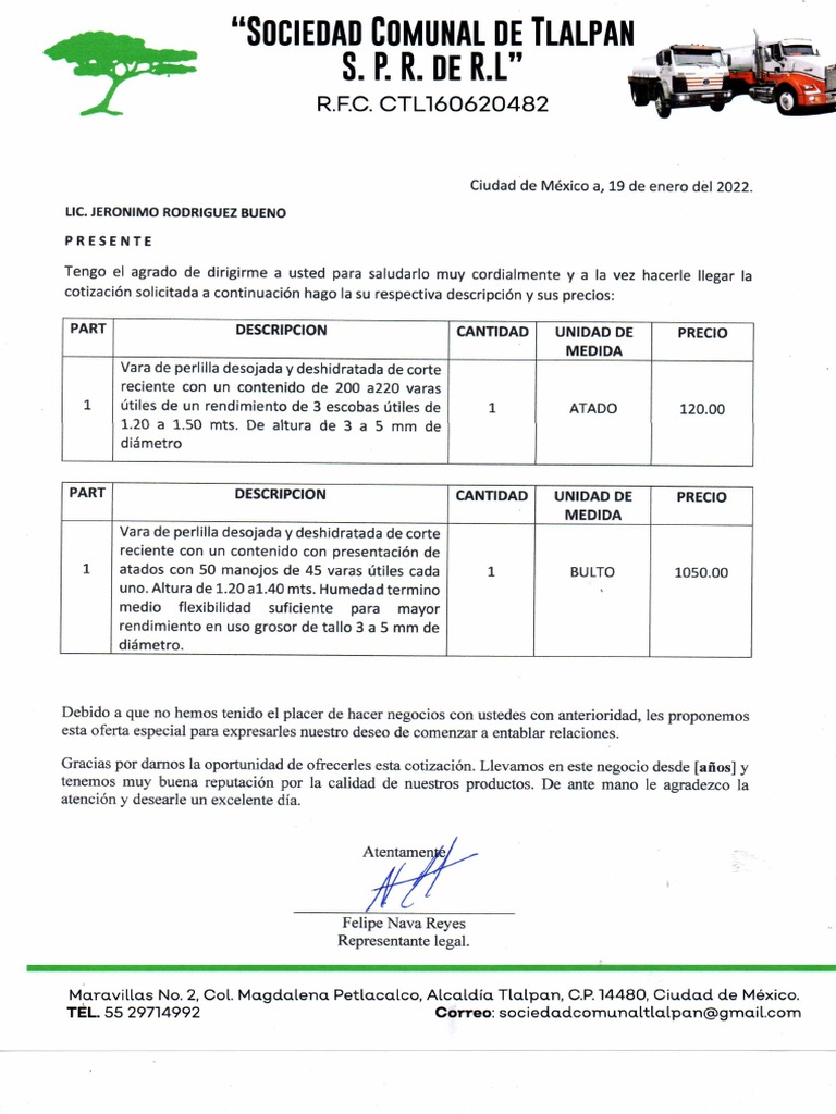 Cotizacion Vara | PDF