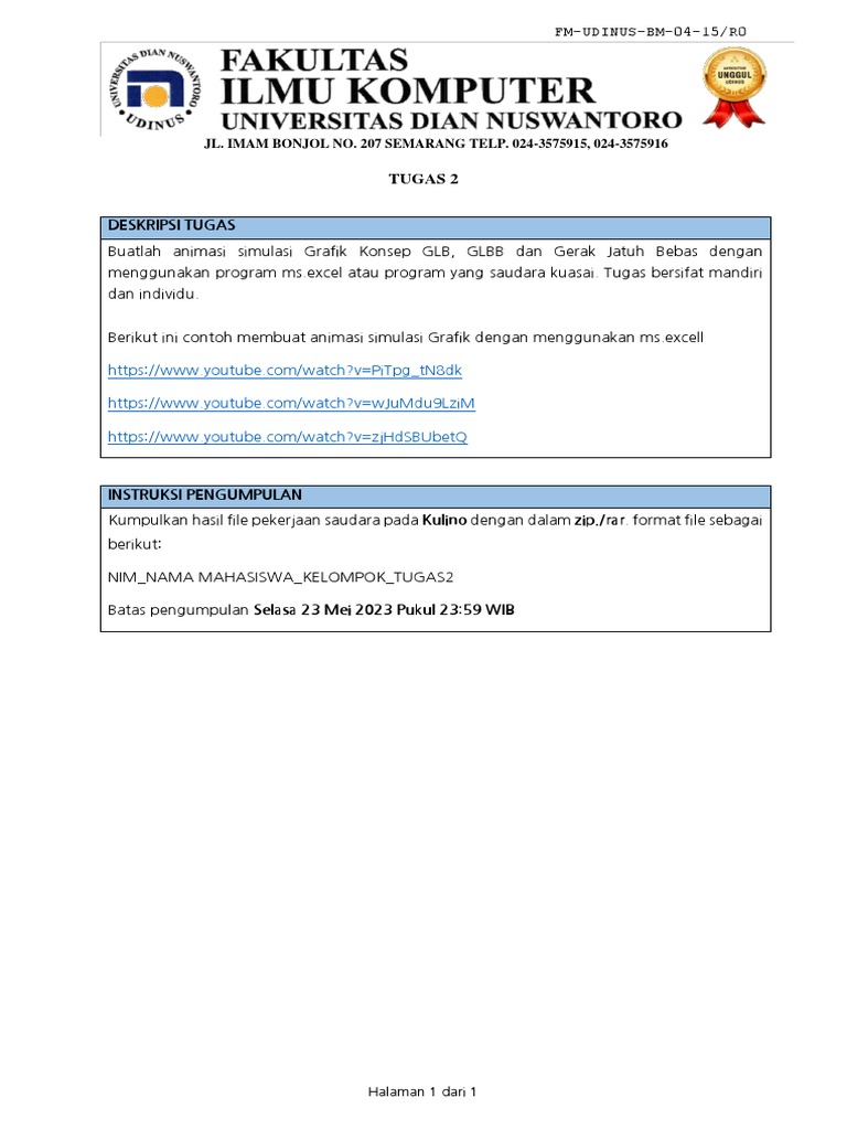 Simulasi Animasi GLB dan GLBB di Excel | PDF
