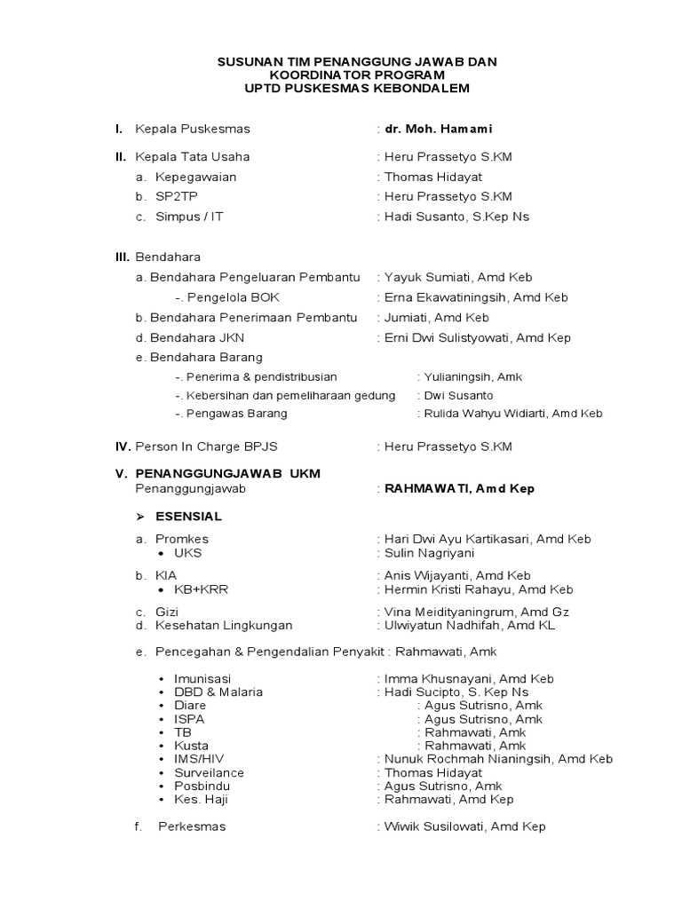 SUSUNAN PEMEGANG PROGRAM | PDF