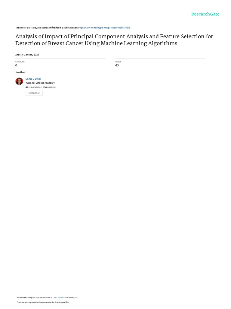 Analysis of Impact of Principal Component Analysis and Feature ... Analysis of Impact of Principal Component Analysis and Feature ...