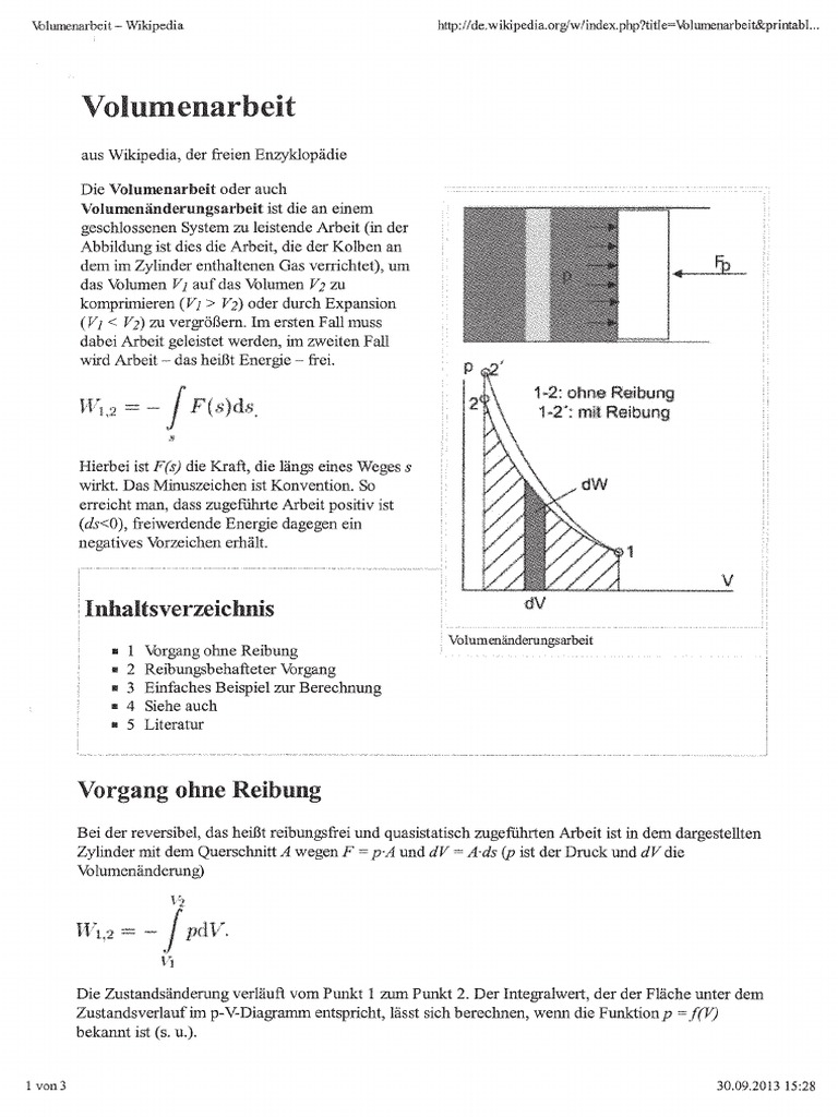 Volumenarbeit Berechnen