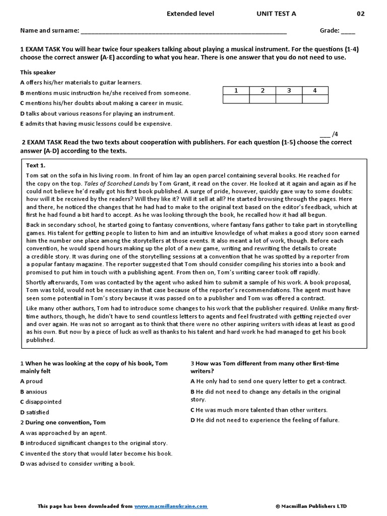 Unit Test 2A Extended | PDF