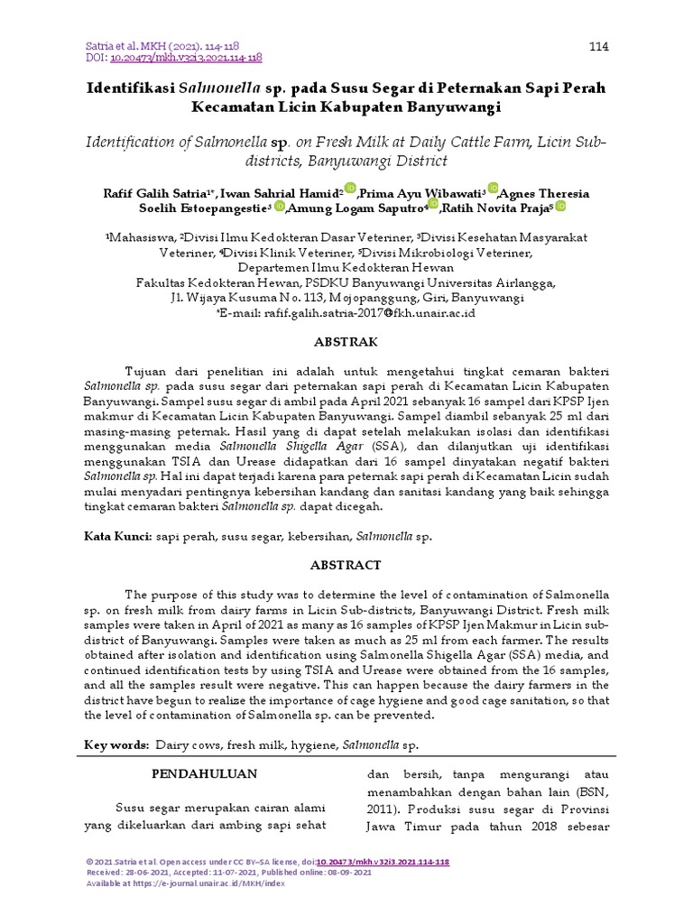 Identifikasi Salmonella SP Pada Susu Seg | PDF | Sains & Matematika