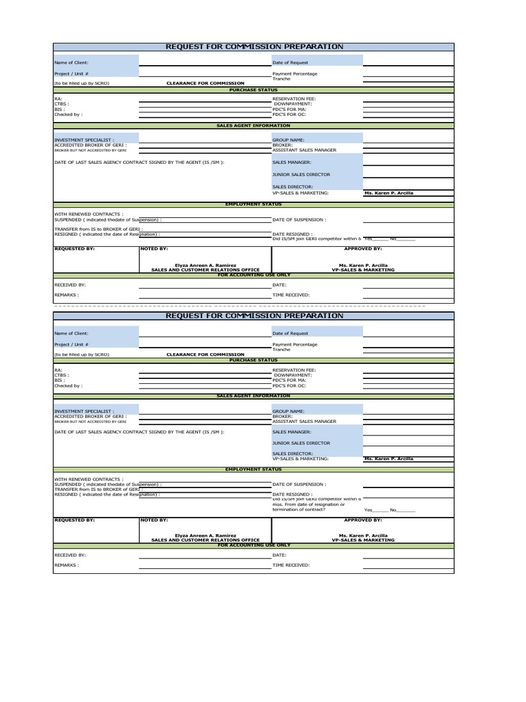 Commission Request Form Template | PDF | Sales | Money