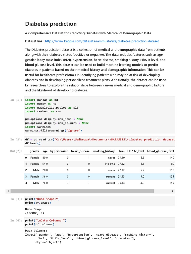 Diabetes Dataset Prediction Pdf
