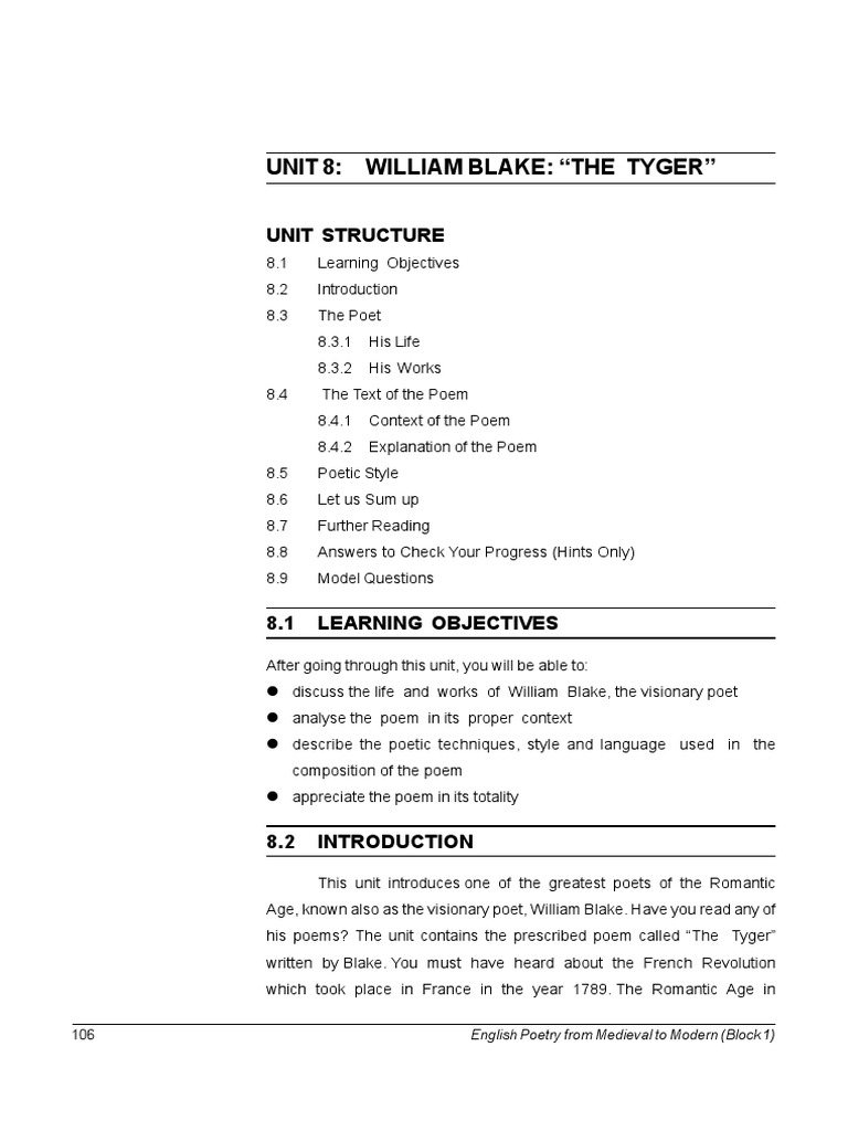 Analyzing Blake's "The Tyger" | PDF | William Blake | Poetry