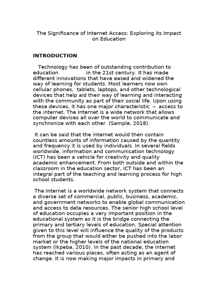 The Significance of Internet Access | PDF | Educational Technology ...