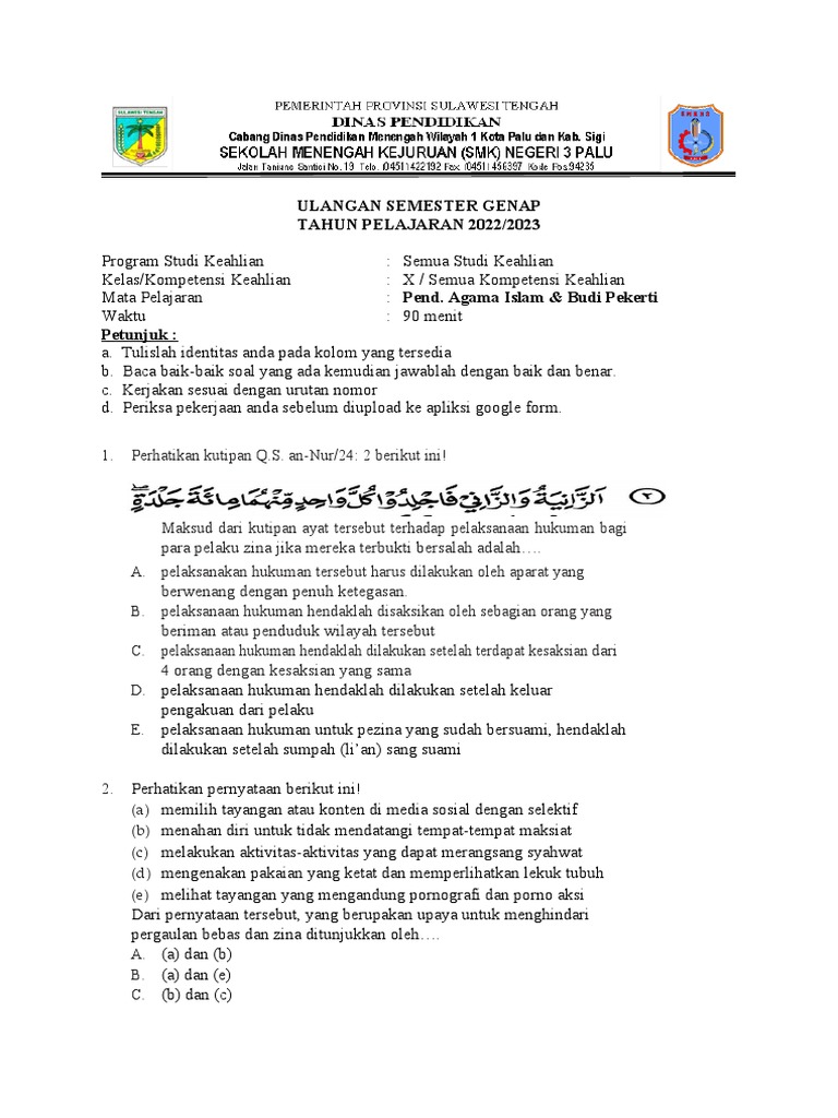 Soal SMTR 2 Kls X FIX | PDF