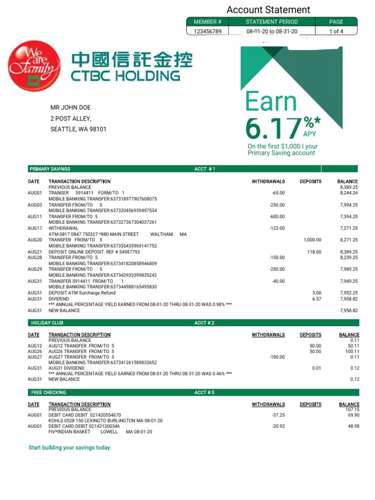 DCU Bank Statement BankStatements.net | PDF | Overdraft | Credit Card