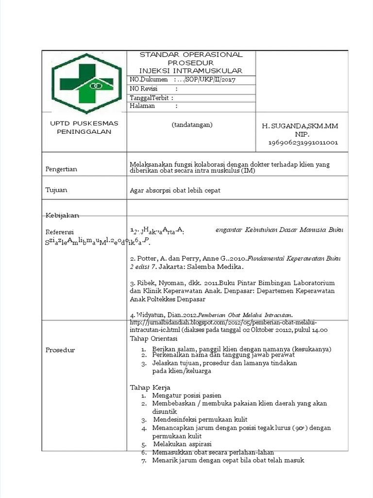 PDF Sop Injeksi Im | PDF