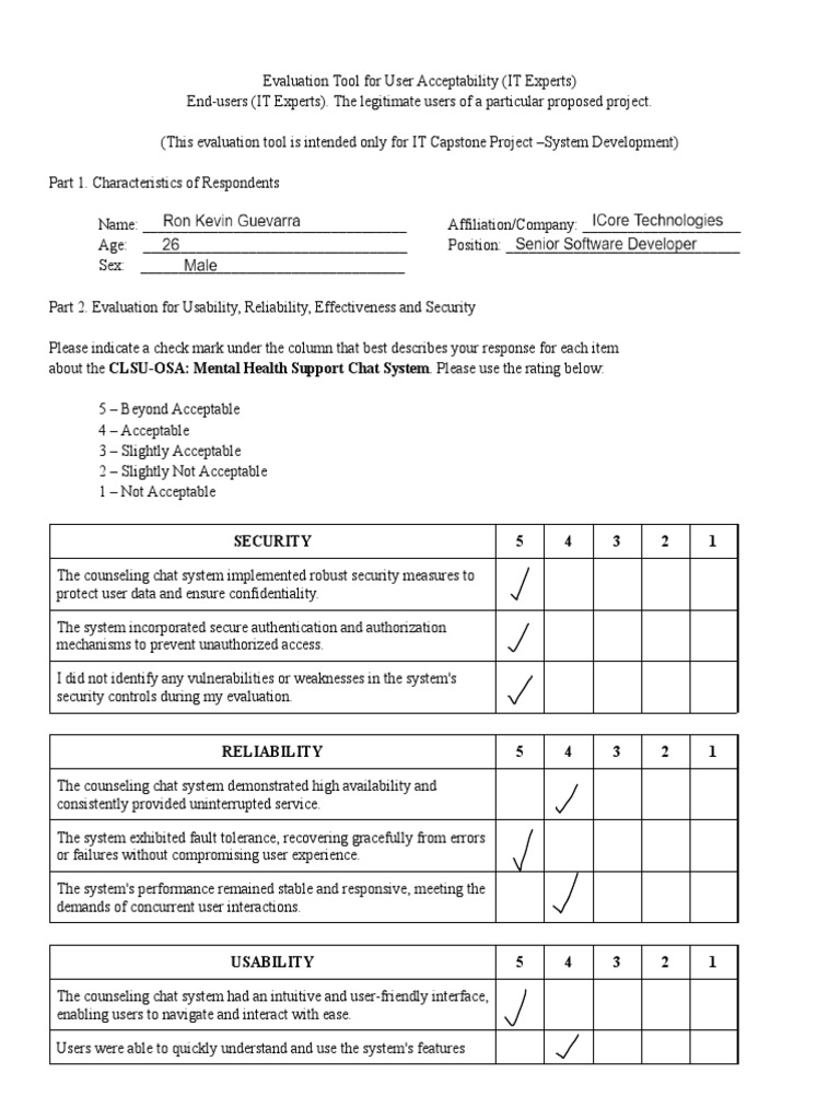 Evaluation Tool For User Acceptability IT Expert - Docx 4 | PDF ...