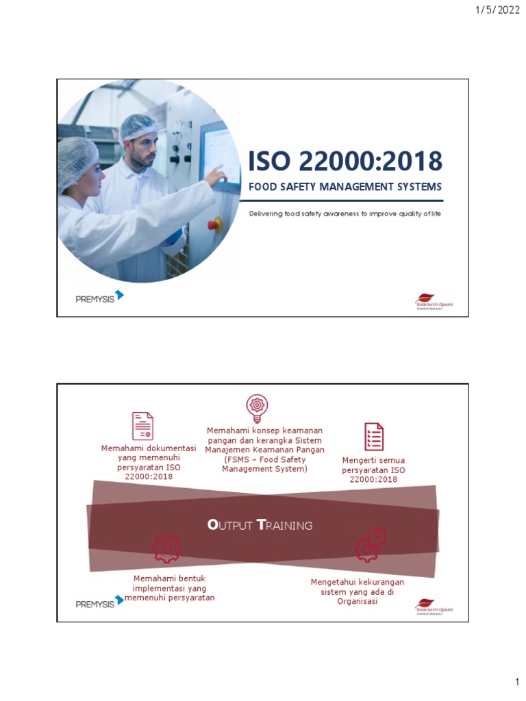 Materi Training ISO 22000 - 2018 | PDF | Verification And Validation | Food Safety