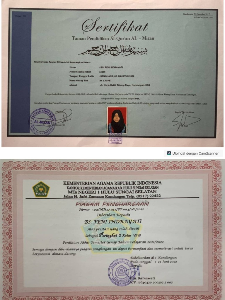 Sertifikat Non Kepramukaan Bs Feni Indrayati | PDF