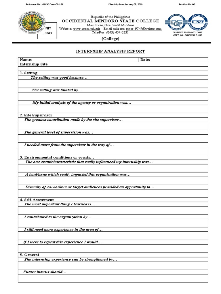 OMSC Internship Analysis Report | PDF