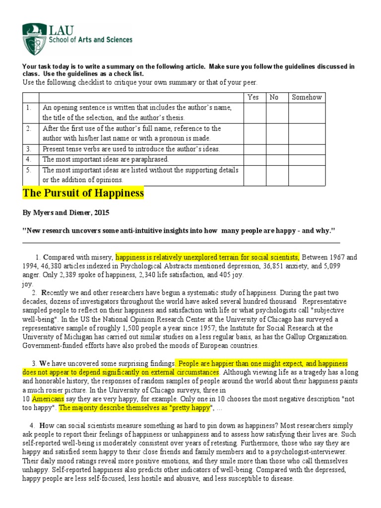 The Pursuit of Happiness With Notes and Highlights | PDF | Happiness ...