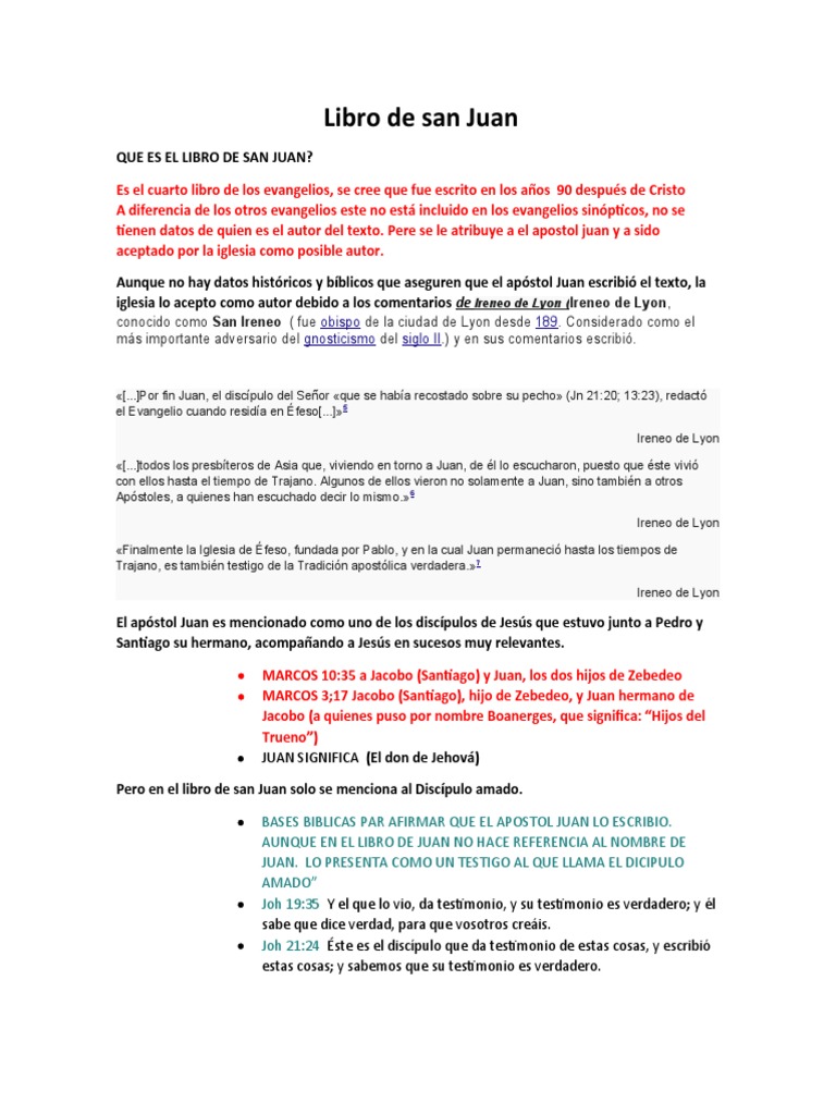 Libro de San Juan | PDF | Juan el apóstol | Evangelios