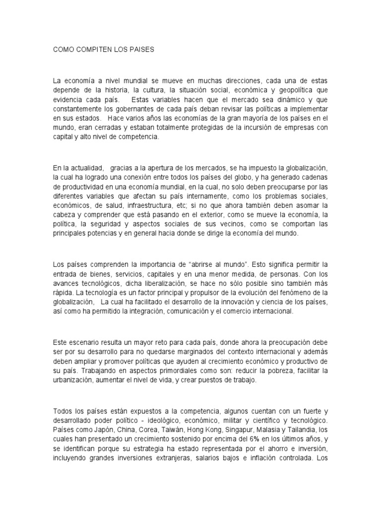 Como Compiten Los Paises | PDF | Globalización | Comercio