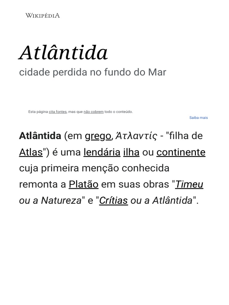 Atlântida - Wikipédia, A Enciclopédia Livre | PDF | Atlântida