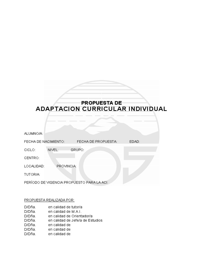 Plantilla para ACIs | Descargar gratis PDF | Plan de estudios | Evaluación