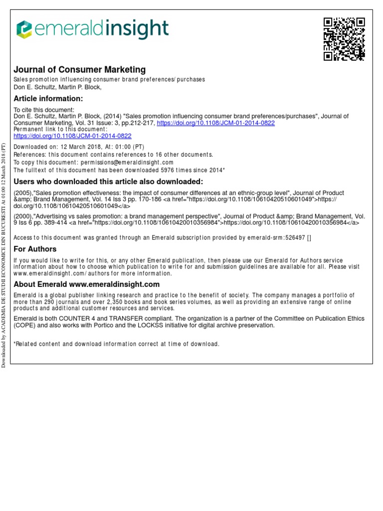 Journal of Consumer Marketing: Article Information | PDF | Retail | Brand