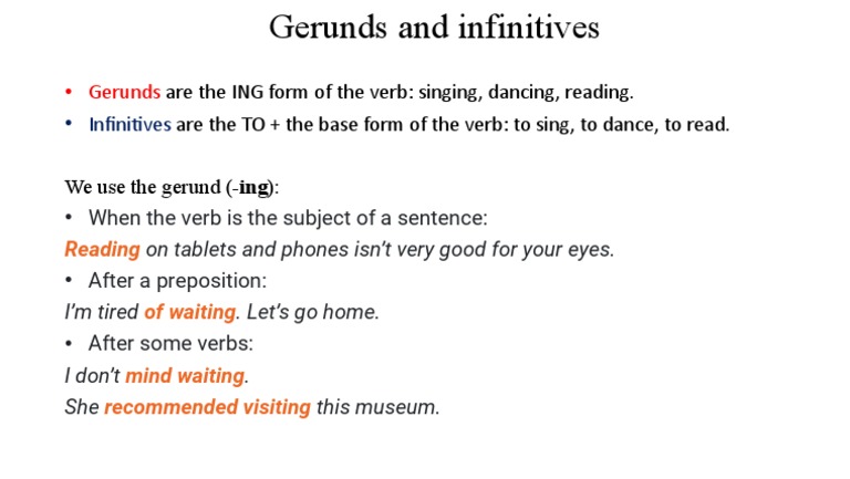 Gerunds and Infinitives | PDF | Language Arts & Discipline
