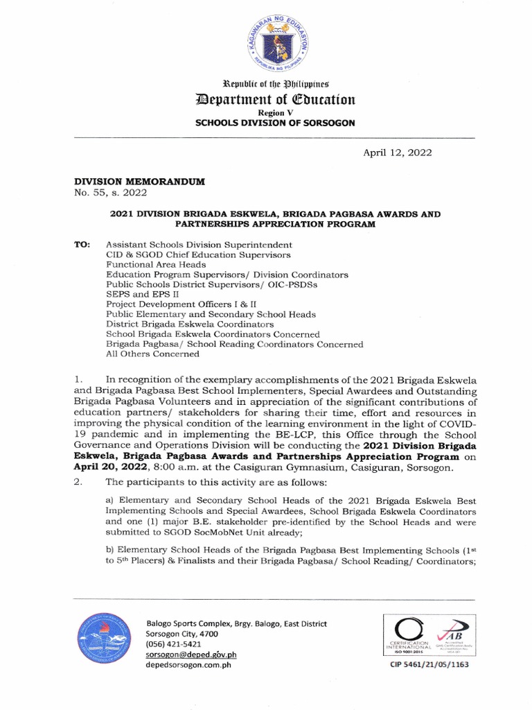 2021 Brigada Eswkela, Brigada Pagbasa Awards and Partnerships ...