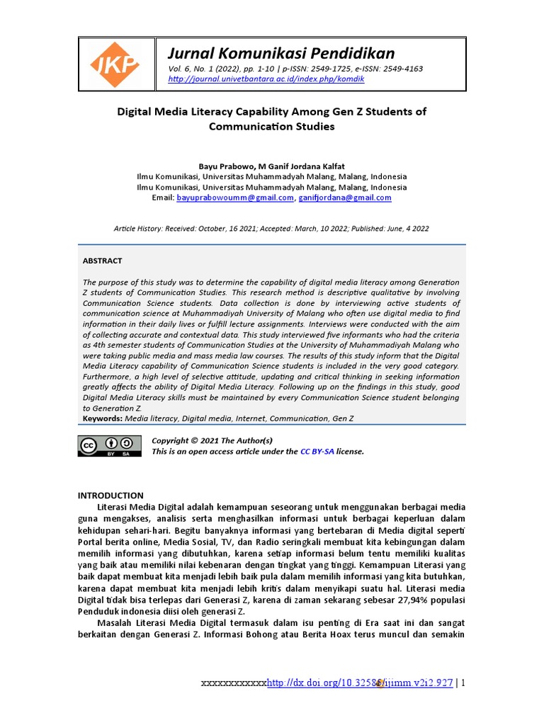 061 - 590-Kapabilitas Literasi Media Digital Di Kalangan Gen Z Mahasiswa Ilmu Komunikasi | PDF ...