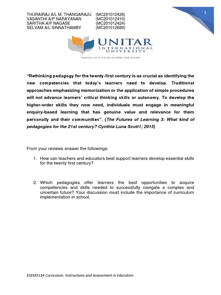 Curriculum Instructions and Assesment in Education | PDF | Learning ...