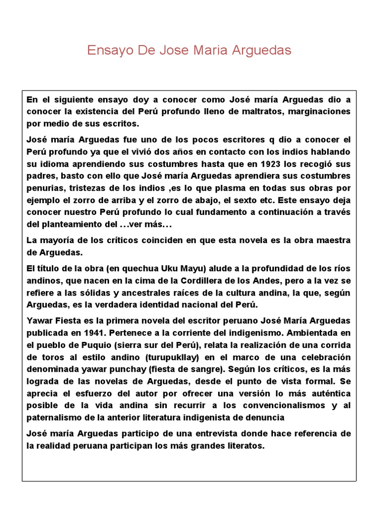Arguedas y el Perú Profundo | PDF