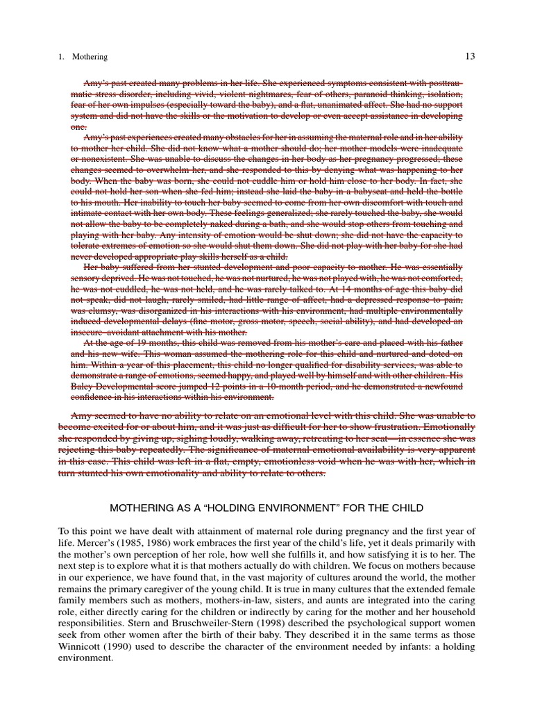 3-Mothering As A Holding Environment For The Child | PDF