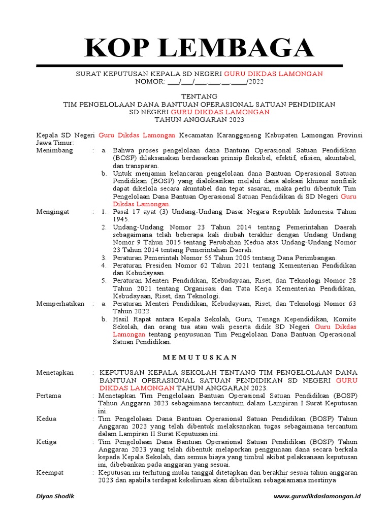 SK Tim Bosp 2023 | PDF