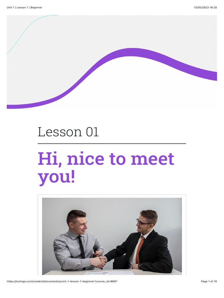 Unit 1 - Lesson 1 - Beginner | PDF | Linguistics