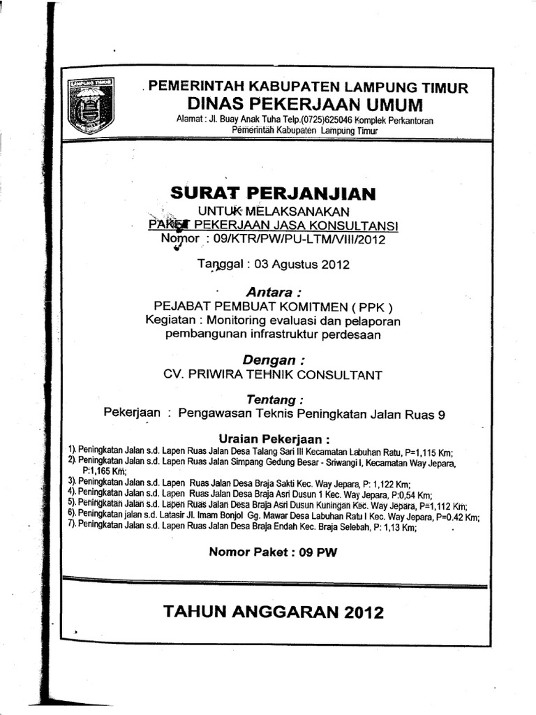 Scan Kontrak Pws Jalan | PDF