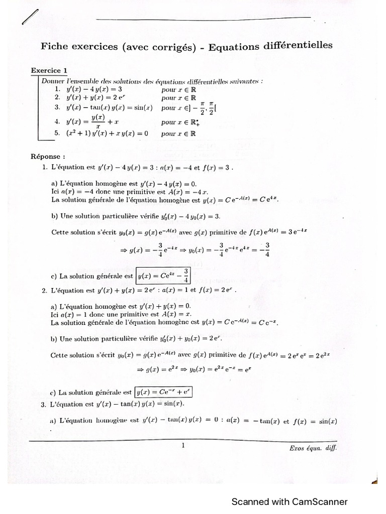 Fiche Excercice Eq Diff | PDF