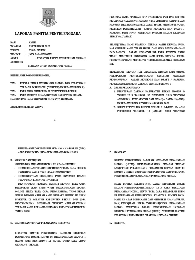 Laporan Ketua Panitia | PDF