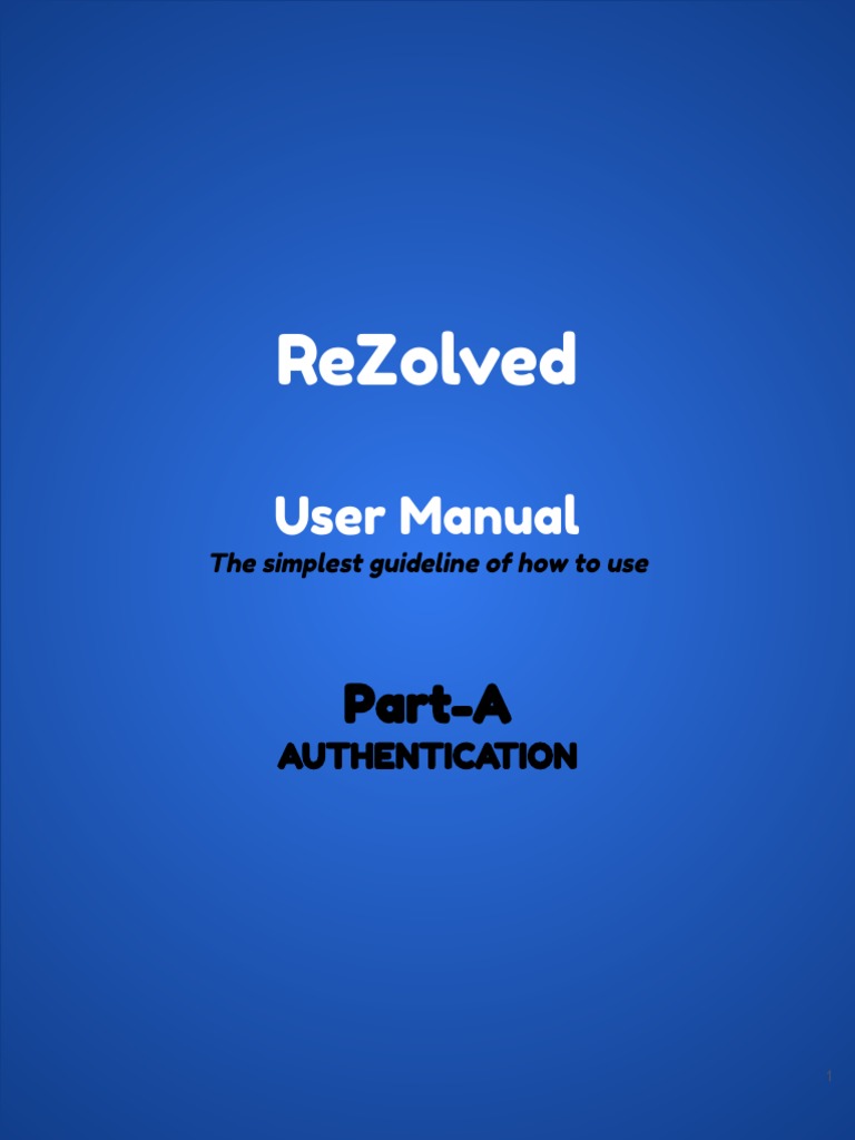 ReZolved - User - Guide Part-A | PDF