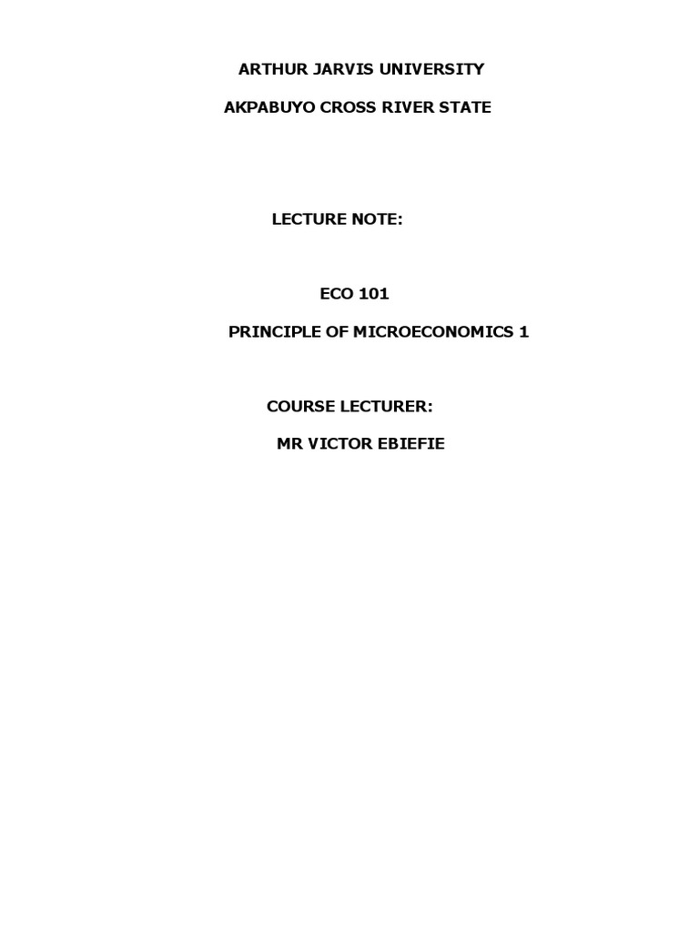 Eco 101 Note Principle of Economics | PDF
