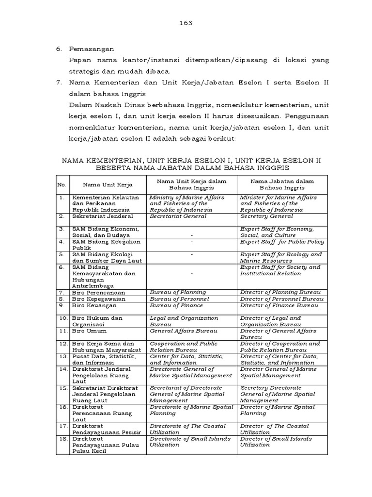 NOMENKLATUR Kementerian Kelautan Dan Perikanan RI | PDF