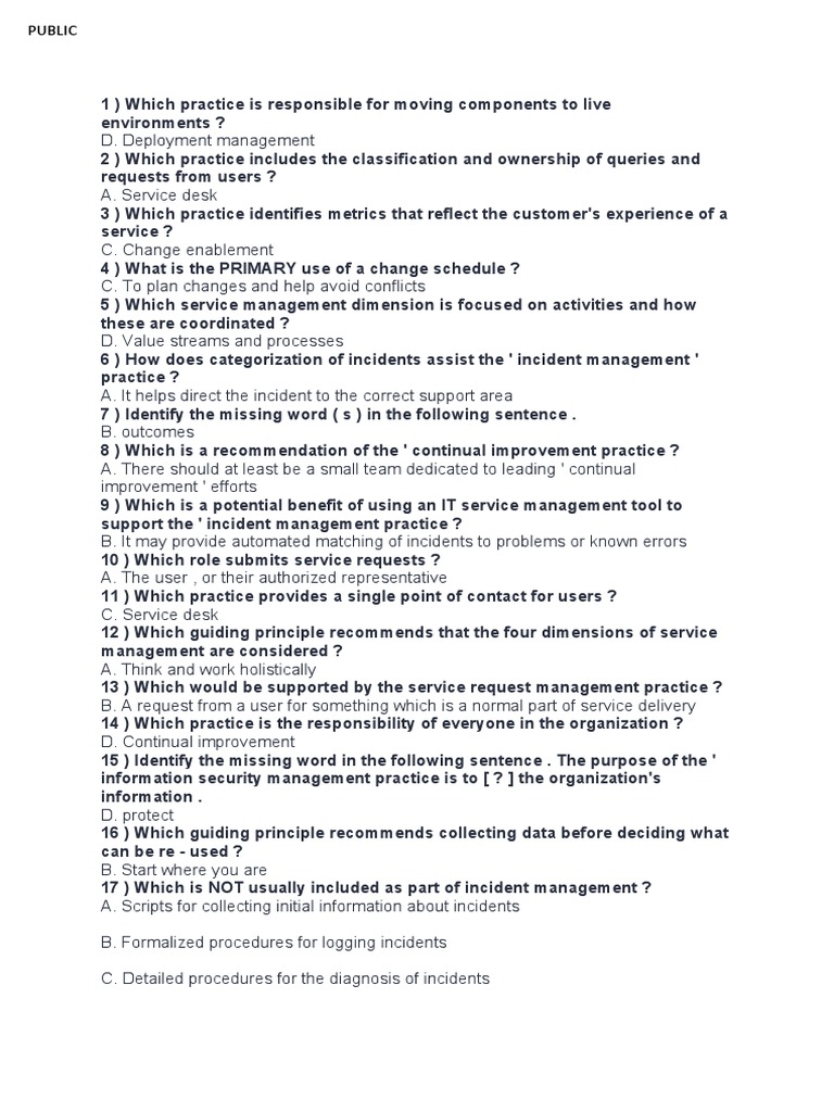 ITIL 40 Question | PDF | It Service Management | Information