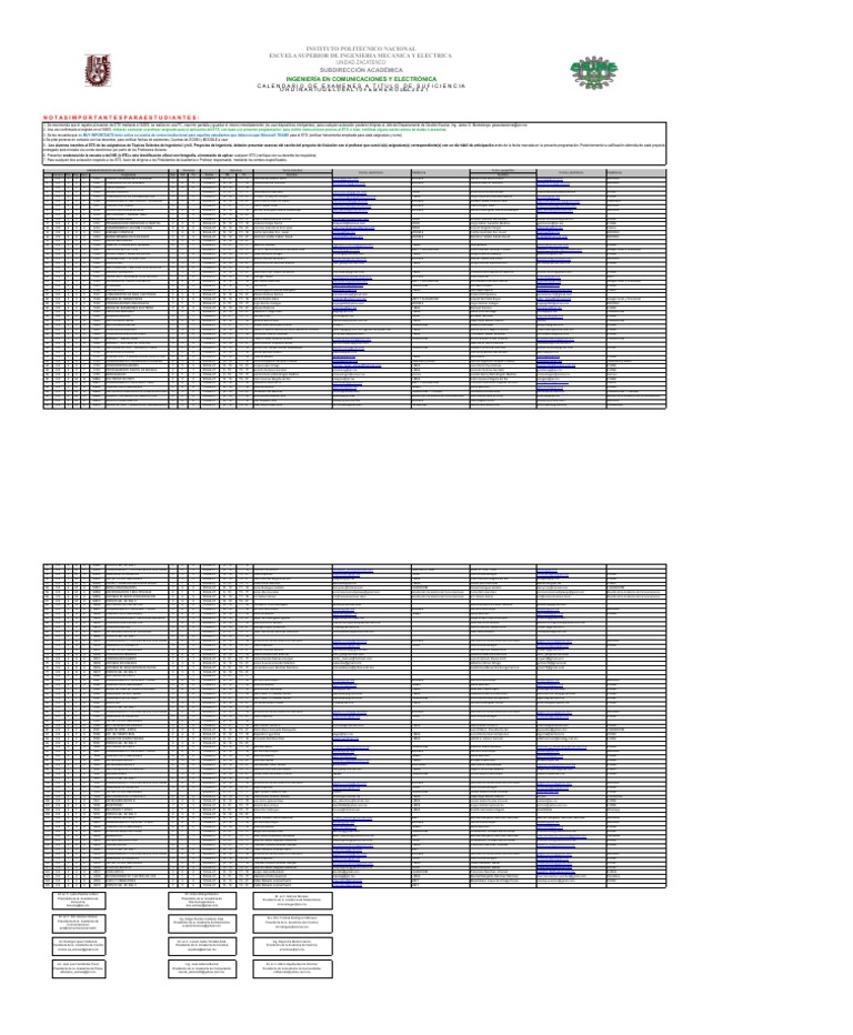 Calendario ETS - ICE Actualizado Hoja1 - Removed | PDF