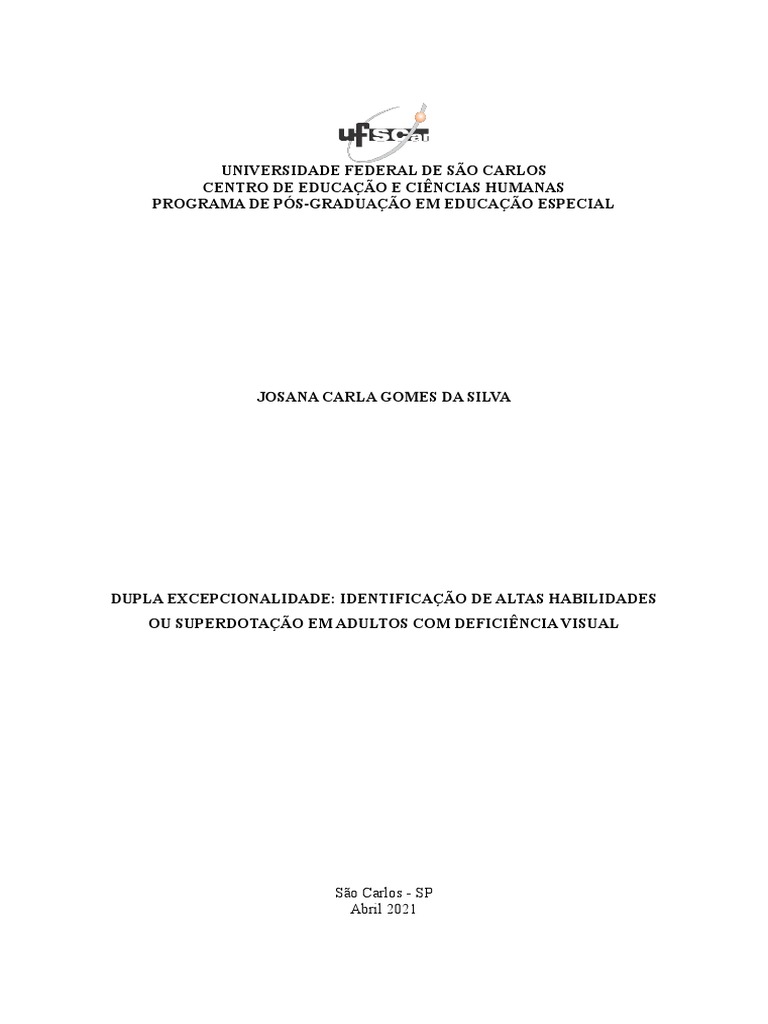 SILVA, JC. Dupla Excepcionalidade | PDF | Inteligência | Educação Especial