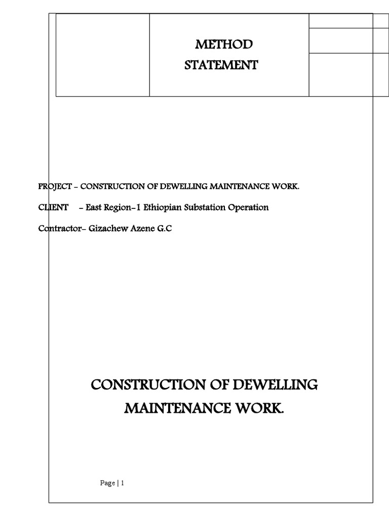 Civil Maintenance Work Method Statement | PDF | Personal Protective ...