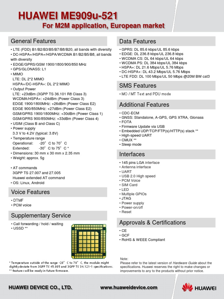 Me909u521 Brief Datasheet | PDF | General Packet Radio Service | High ...