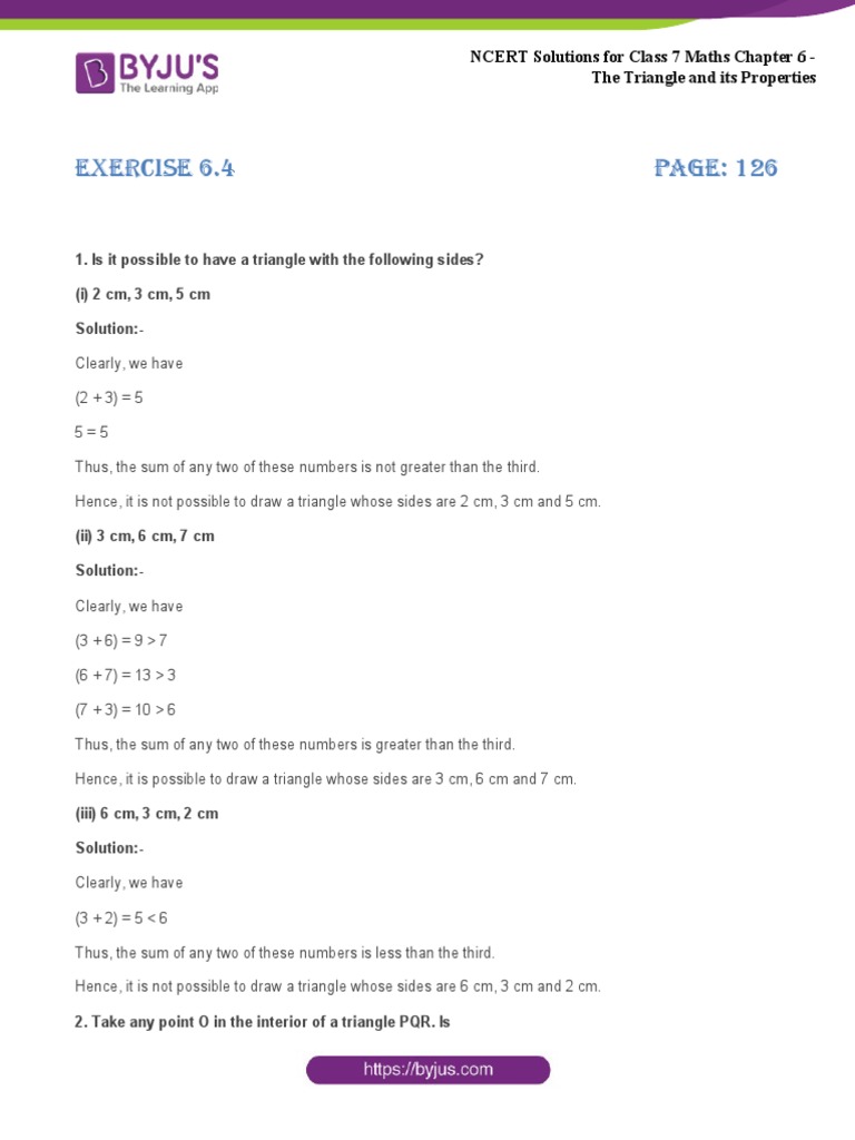 Class 7 Maths: Triangle Properties Solutions | PDF | Geometry ...