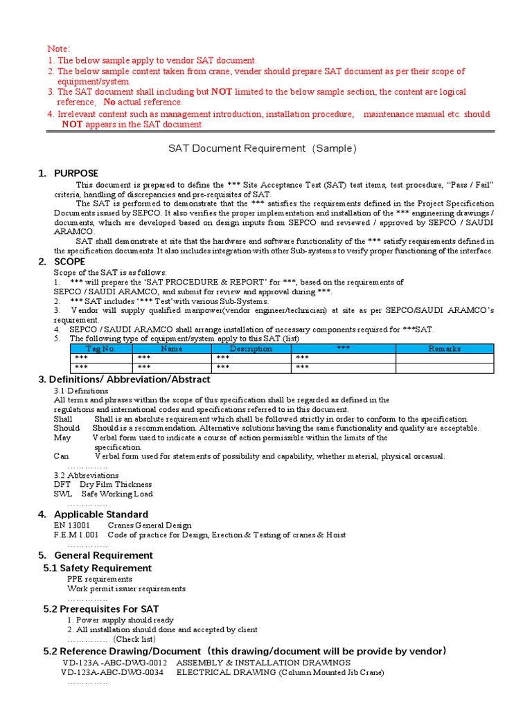 Sample SAT Procedure (Only For Reference) | PDF | Specification ...