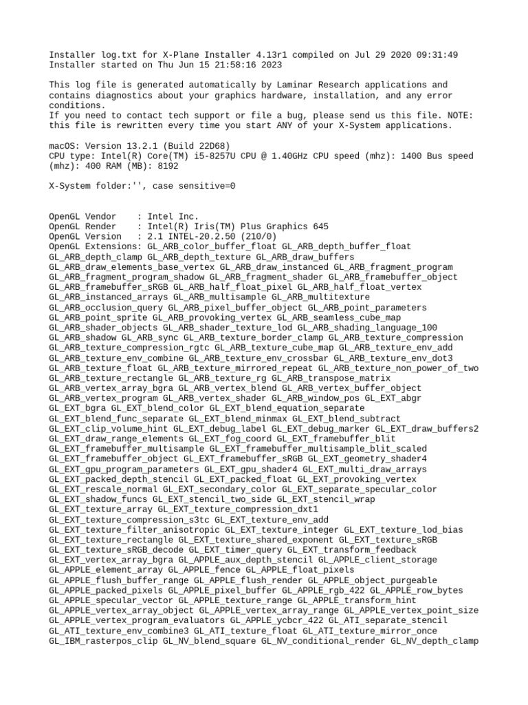 X-Plane Installer Log | PDF