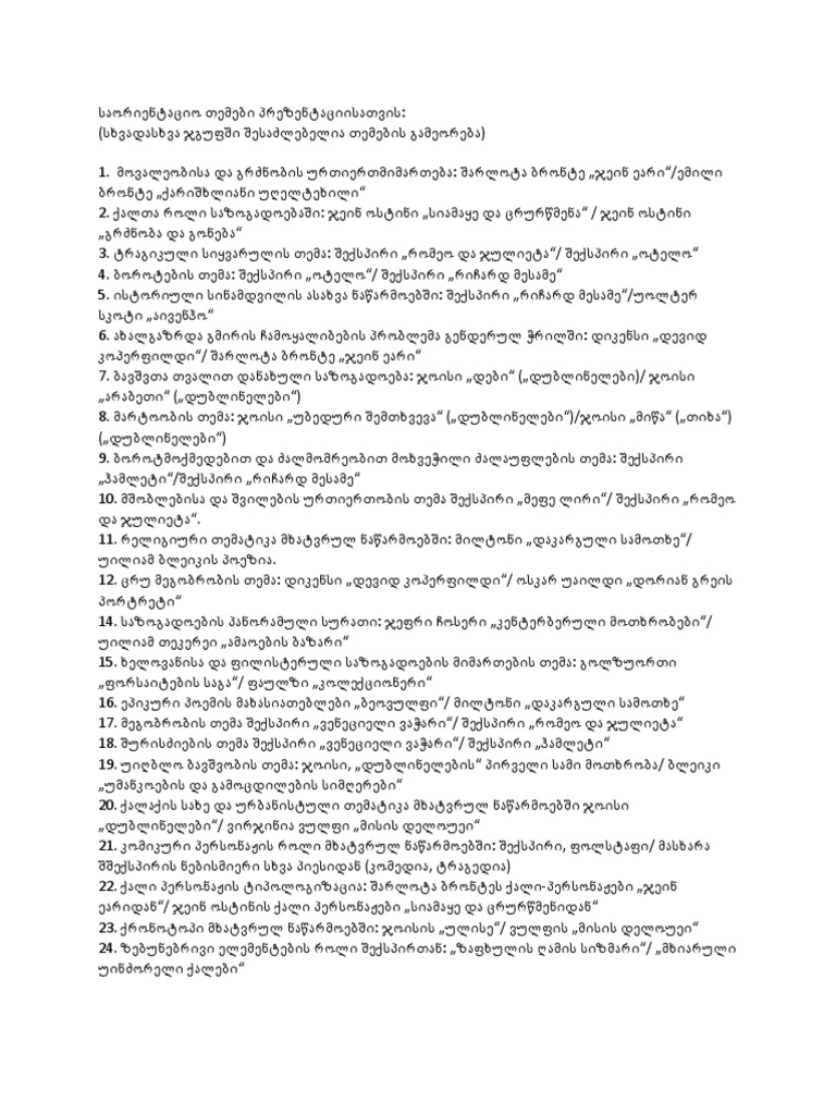 პრეზენტაციის თემები და სქემა Pdf