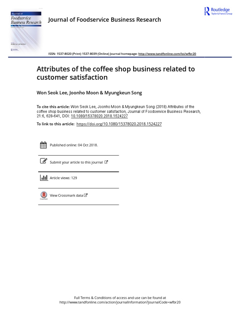Attributes of The Coffee Shop Business Related To Customer Satisfaction ...
