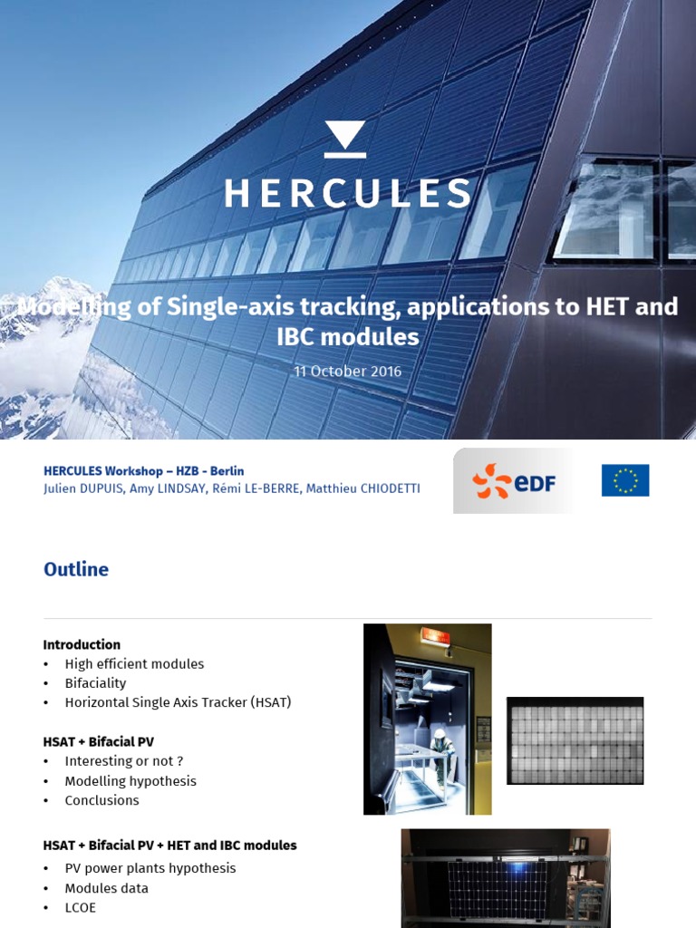 Modelling of Single Axis Tracking Applications To Het and Ibc Modules | PDF