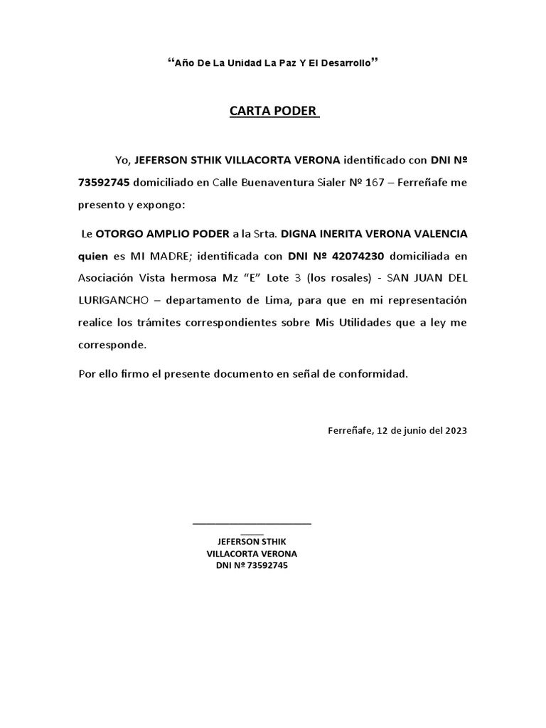 Carta Poder Simple | PDF